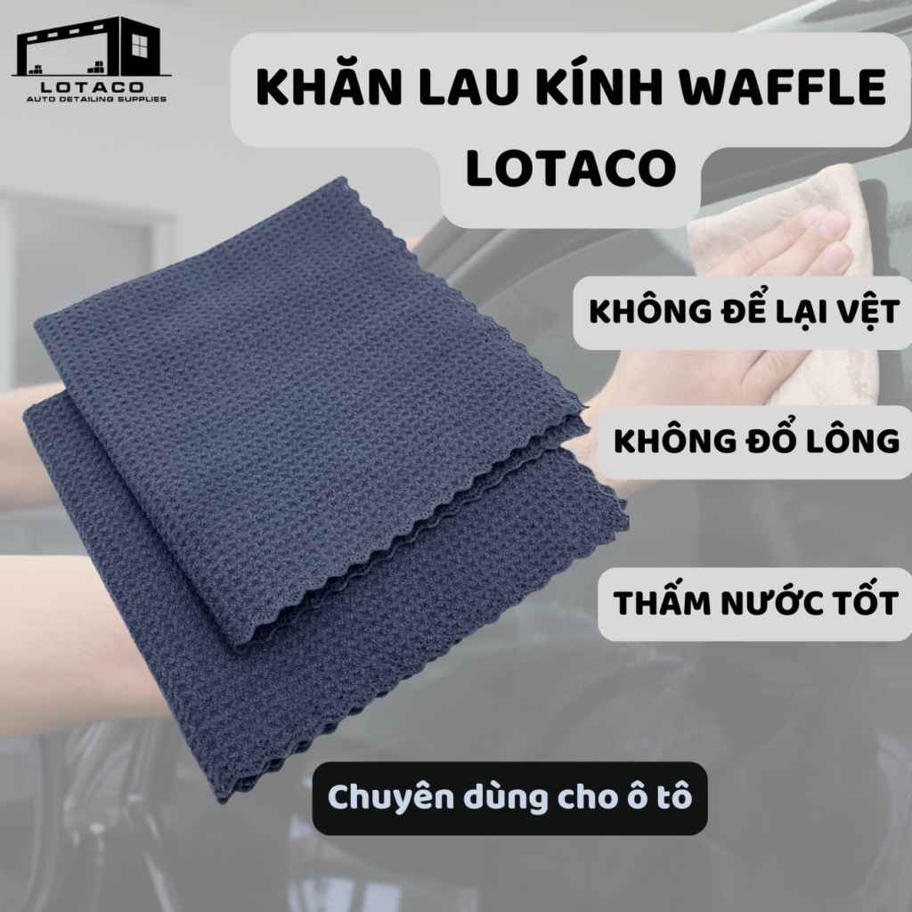 Khăn lau kính ô tô không viền Waffle weave Lotaco